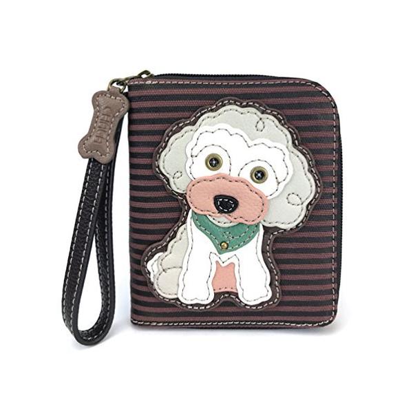 chala 財布 パッチ ウォレット チャラ ブランド かわいい 綺麗 レディース ウィメンズ  CHALA Poodle Deluxe Zip around Wallet in Mauve Stripe Pattern (Poodle)海...