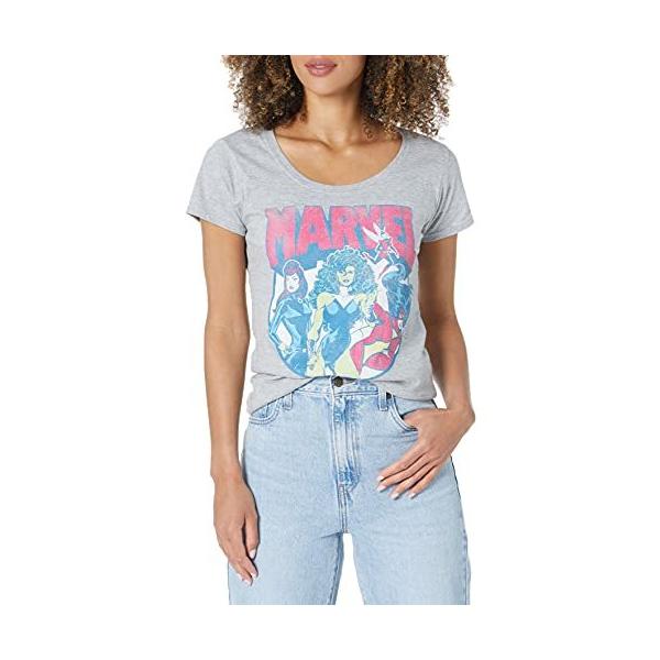 Tシャツ キャラクター ファッション トップス 海外モデル MARV1488-70013004-20-2XL Marvel Tee, Gray//Official Gals Women's Scoop Neck el, xx-Large海外...