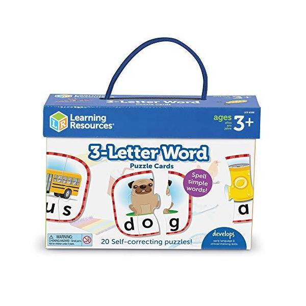 知育玩具 パズル ブロック ラーニングリソース LER6088 Learning Resources 3-Letter Word Puzzle Cards, Kindergarten Readniness, Self Correcting ...