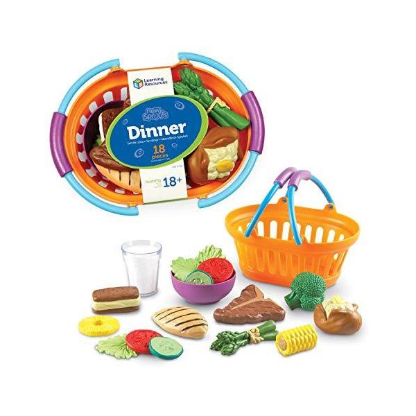 知育玩具 パズル ブロック ラーニングリソース LER9732 Learning Resources New Sprouts Dinner Food Basket - 18 Pieces, Ages 18+ Months, Pretend ...