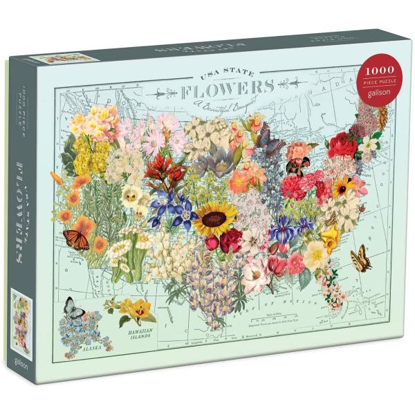 ジグソーパズル 海外製 アメリカ 9780735364769 Galison Wendy Gold USA State Flowers Puzzle, 1000 Pieces, 20” x 27” ? Jigsaw Puzzle Featu...