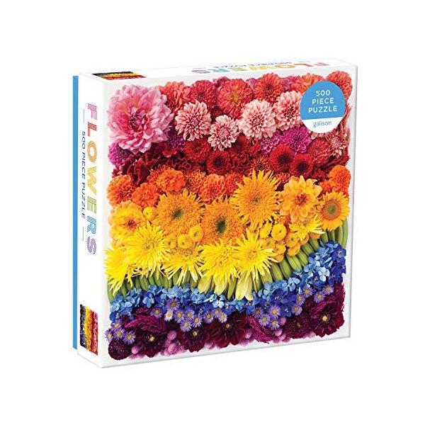 ジグソーパズル 海外製 アメリカ 735361436 Galison Rainbow Flowers Jigsaw Puzzle, 500 Pieces, 20”x20” ? Features an Array of Flowers and...