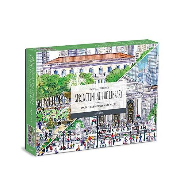 ジグソーパズル 海外製 アメリカ 9780735370173 Galison Michael Storrings Springtime at The Library Double-Sided Puzzle, 500 Pieces, 20” ...