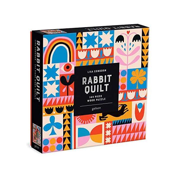 ジグソーパズル 海外製 アメリカ 9780735370272 Galison Lisa Congdon Rabbit Quilt Wood Puzzle, 144 Pieces, 8.75” x 8.75” ? Unique Jigsaw ...