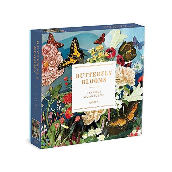 ジグソーパズル 海外製 アメリカ 9780735370265 Galison Butterfly Blooms Wood Puzzle, 144 Pieces, 8.75” x 8.75” ? Unique Jigsaw Puzzle wi...