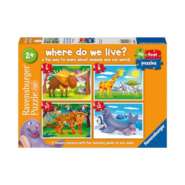 ジグソーパズル 海外製 アメリカ 3058 Ravensburger My First Puzzles: Where do we Live? (6, 8, 10, &amp; 12 Pieces) Jigsaw Puzzle for Kid...