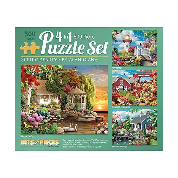 ジグソーパズル 海外製 アメリカ 45937 Bits and Pieces ? 4-in-1 Multi-Pack Large 500 Piece Jigsaw Puzzles for Adults ? Jigsaw Puzzle Set...