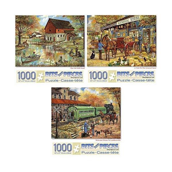 ジグソーパズル 海外製 アメリカ 49213 Bits and Pieces Value Set of Three Jigsaw Puzzles for Adults ? Vintage Americana by Ruane Manning...
