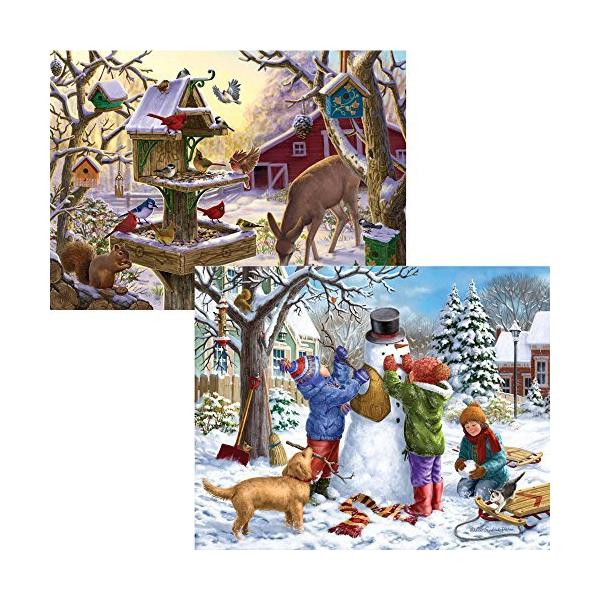 ジグソーパズル 海外製 アメリカ 41761 Bits and Pieces ? Value Set of Two 300 Piece Jigsaw Puzzles for Adults ? Building a Snowman on a ...