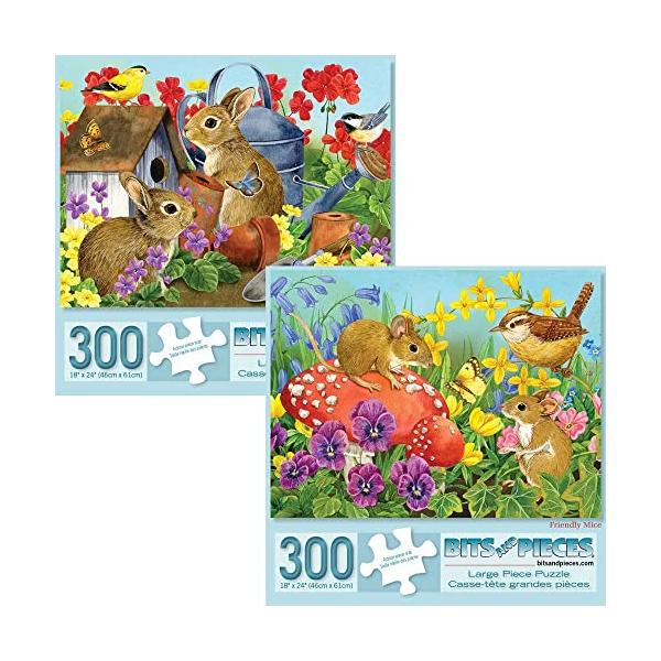 ジグソーパズル 海外製 アメリカ 48411 Bits and Pieces ? Value Set of Two Large 300 Piece Jigsaw Puzzles for Adults ? ‘Bunnies’ &amp; ‘M...