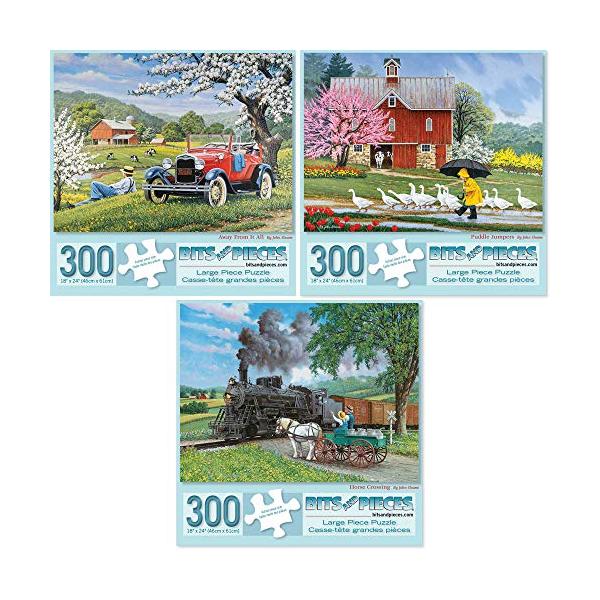 ジグソーパズル 海外製 アメリカ 46275 Bits and Pieces ? Value Set of Three 300 Piece Jigsaw Puzzles for Adults ? Old Country Farm Town ...