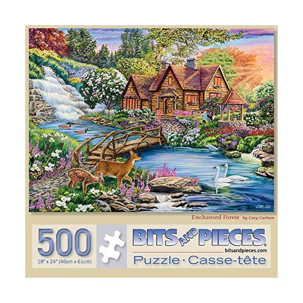 ジグソーパズル 海外製 アメリカ 45612 Bits and Pieces ? 500 Piece Jigsaw Puzzle for Adults ? Enchanted Forest - Woodland Cottage, Natur...