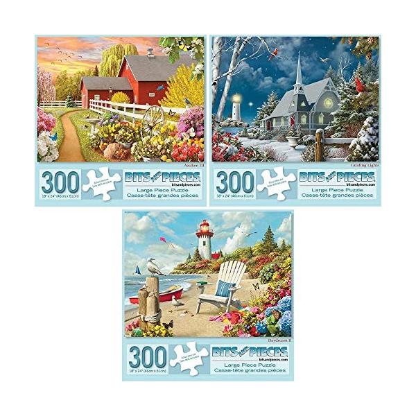 ジグソーパズル 海外製 アメリカ 43355 Bits and Pieces Value Set of 3 Large Piece Jigsaw Puzzles for Adults ? Awaken, Guiding Lights &am...