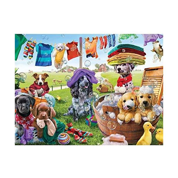 ジグソーパズル 海外製 アメリカ B01HINTP02 Bits and Pieces ? Large Piece Jigsaw Puzzle for Adults ? ‘Puppies Playing’ by Artist Adrian ...