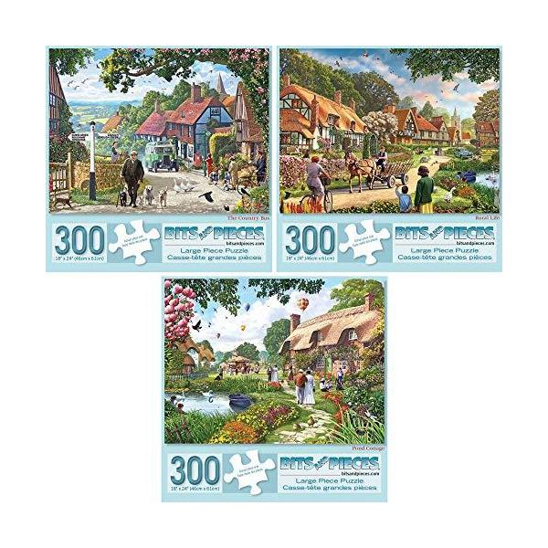 ジグソーパズル 海外製 アメリカ 45650 Bits and Pieces ? Value Set of Three Large 300 Piece Jigsaw Puzzles for Adults ? Village Life Jig...