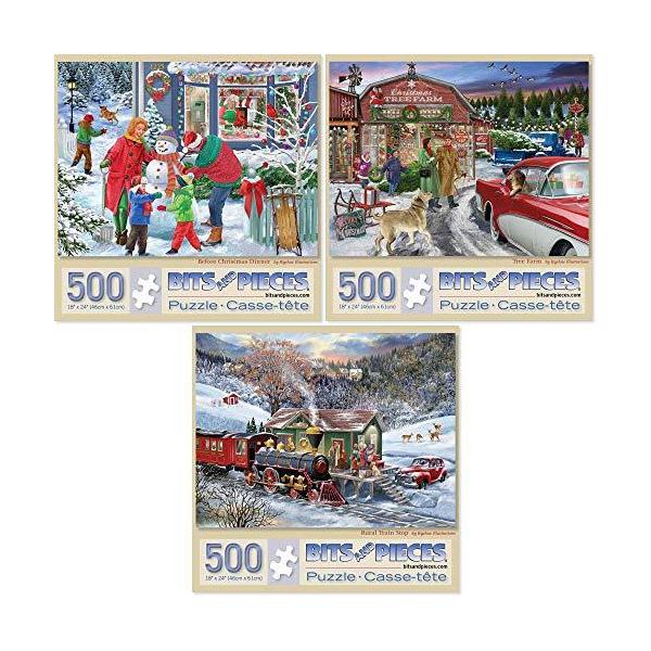 ジグソーパズル 海外製 アメリカ 46860 Bits and Pieces ? Value Set of Three 500 Piece Jigsaw Puzzles for Adults ? Home for The Holidays ...