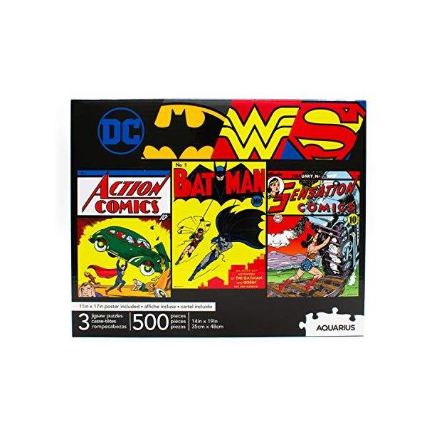 ジグソーパズル 海外製 アメリカ 62002 Aquarius DC Comics 3 x 500 Piece Jigsaw Puzzle Set with Bonus Poster ? Superhero Puzzle Pack for ...