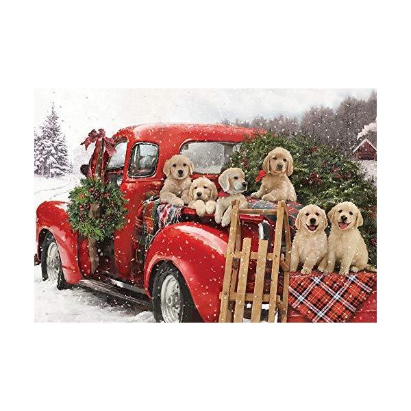 ジグソーパズル 海外製 アメリカ  Vermont Christmas Company Puppies Holiday Ride Jigsaw Puzzle 100 Piece, Large Pieces Perfect for Kids ...