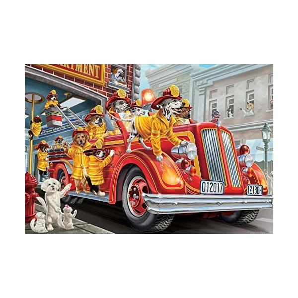 ジグソーパズル 海外製 アメリカ VC1030 Vermont Christmas Company Fire Truck Pups Jigsaw Puzzle 100 Piece, Large Pieces Perfect for Kids...