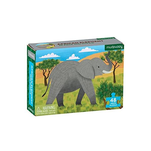 ジグソーパズル 海外製 アメリカ 735357137 Mudpuppy African Elephant Mini Puzzle, 48 Pieces, 8” x 5.75” ? Perfect Family Puzzle for Ages...