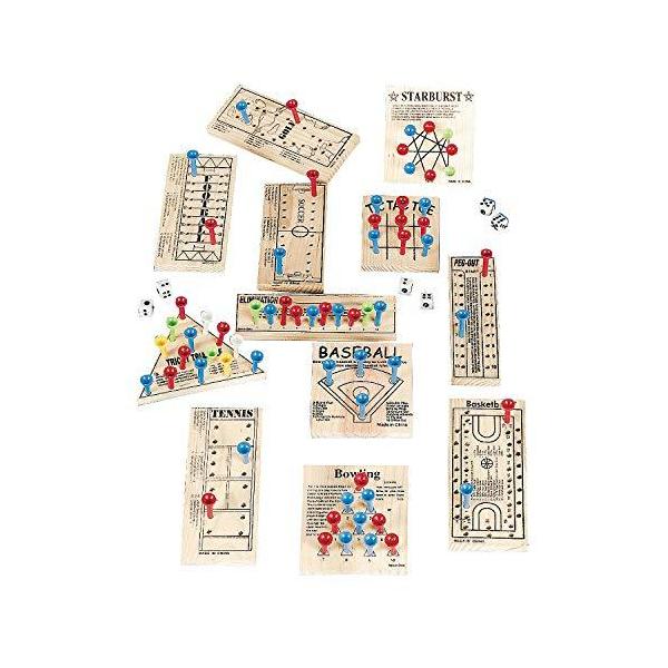 ボードゲーム 英語 アメリカ 海外ゲーム 27/568 Fun Express Wooden Board Games Set 12 Pack - Classic Travel Games for Kids &amp; Adults | Mi...