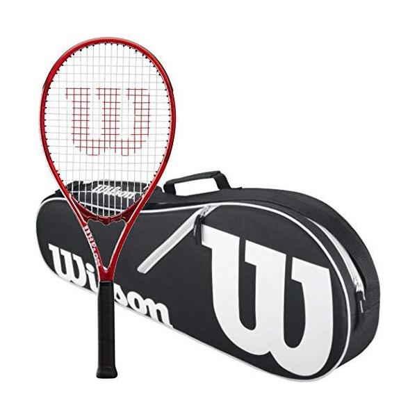 テニス ラケット 輸入 アメリカ ウィルソン  Wilson Federer Pro Staff Precision XL 110 Gloss Red Tennis Racquet in Grip Size 4 3/8" Bundled w...