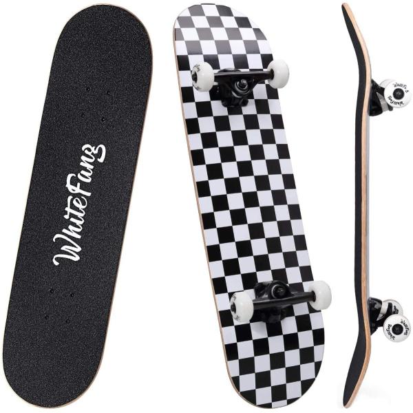 スタンダードスケートボード スケボー 海外モデル 直輸入 MZ180002 WhiteFang Skateboards for Beginners, Complete Skateboard 31 x 7.88, 7 Layer Canadi...