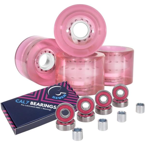 ウィール タイヤ スケボー スケートボード 海外モデル 直輸入  Cal 7 Skateboard Cruiser Wheels 60x44mm 60mm + ABEC 7 Bearings + Spacers - Transparent/...
