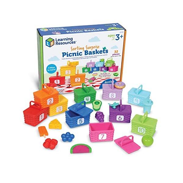 知育玩具 パズル ブロック ラーニングリソース LER6810 Learning Resources Sorting Surprise Picnic Baskets - Preschool Activities, Play Food for...