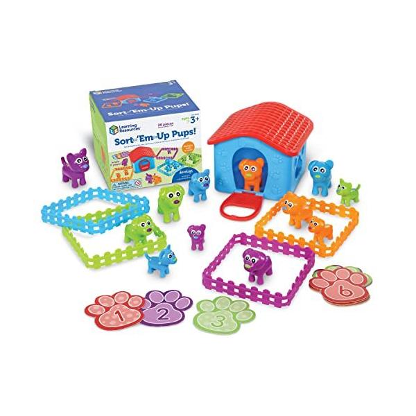 知育玩具 パズル ブロック ラーニングリソース LER6809 Learning Resources Sort-'Em-Up Pups - 28 Pieces, Ages 3+, Color Sorting and Matching for...