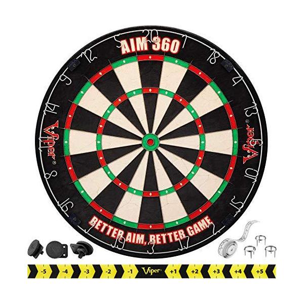 海外輸入品 ダーツ ダーツボード 42-6008 Viper AIM 360 Tournament Bristle Steel Tip Dartboard Set with Staple-Free Razor Thin Metal Spid...