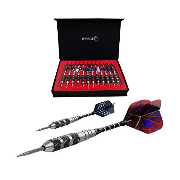 海外輸入品 ダーツ D12-04 WINSDART Darts Metal Tip Set Professional Metal Darts for Dartboard Steel Tip Darts with Nonslip Iron B...