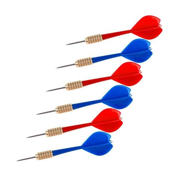 海外輸入品 ダーツ 15-2041 Trademark Games Steel Tip Darts - Set of Six 10-Gram Brass Darts with 2 Plastic Slim Flight Colors - G...