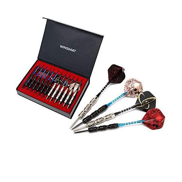海外輸入品 ダーツ D12-01 WINSDART Darts Metal Tip Set Professional Metal Darts for Dartboard Steel Tip Darts with Nonslip Iron B...