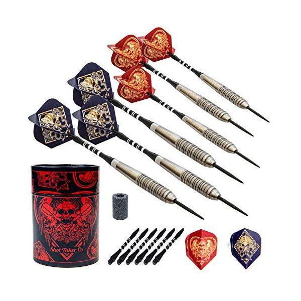 海外輸入品 ダーツ 6598370490 SHOT TAKER CO. EST. 2017 6pc Steel Tip Darts Set - Professional Darts for Dartboard - Includes Barr...