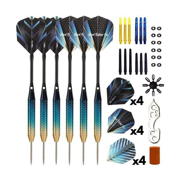 海外輸入品 ダーツ  SHOT TAKER CO. EST. 2017 6pc Steel Tip Darts Set - Professional Darts for Dartboard - Includes Barrels + Plas...