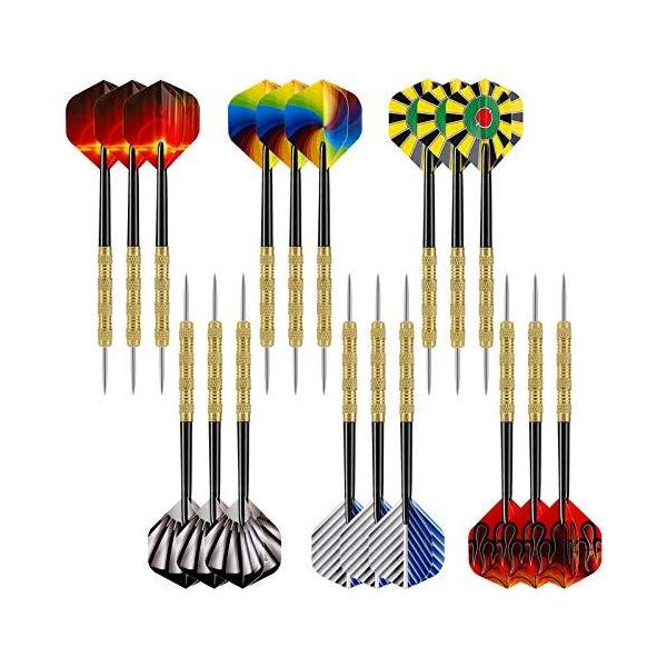 海外輸入品 ダーツ AC8130-Colorful-18pc Accmor Metal Tip Darts, Steel Tip Darts, Professional Metal Darts, Darts Metal Tip Set, M...