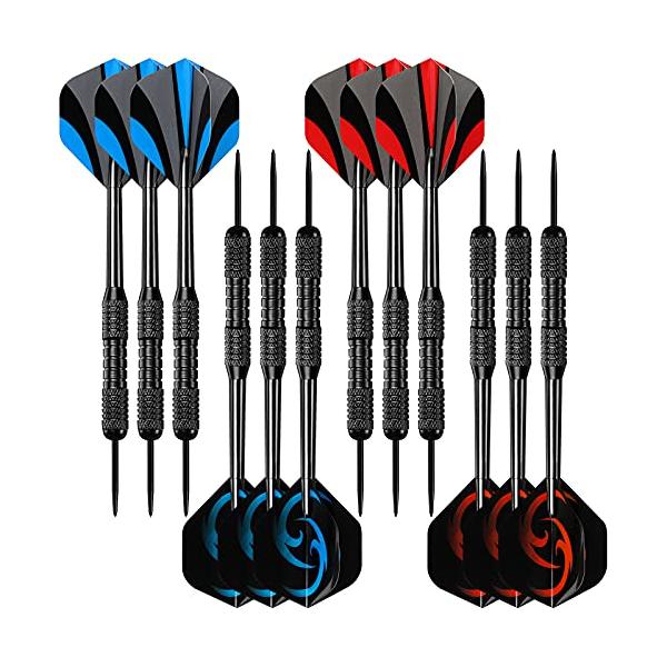 海外輸入品 ダーツ AC8339-Stripes-12pcs Accmor Darts Metal Tip Set, 12 Pack Steel Tip Darts Darts Set 24Grams Professional Metal ...