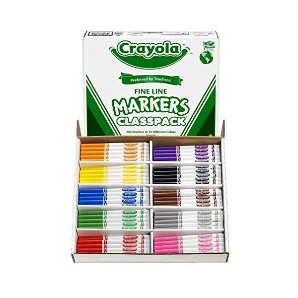 クレヨラ アメリカ 海外輸入 知育玩具 588210 Crayola Fine Line Markers Classpack (200ct), Bulk Kids' Markers For Preschool, Kindergarten, ...