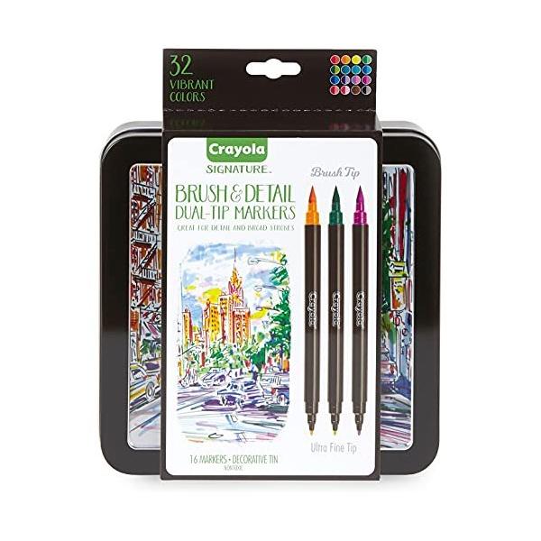 クレヨラ アメリカ 海外輸入 知育玩具 58 6501 Crayola Brush &amp; Detail Dual Tip Marker Set, 16 Markers, 32 Colors, Adult Coloring Marker...