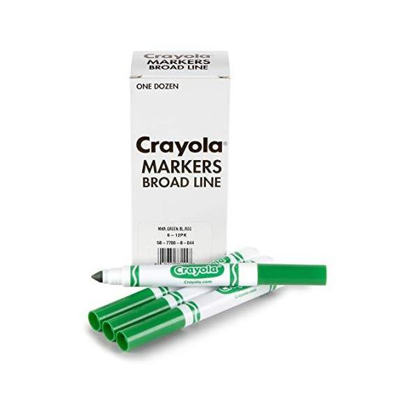 クレヨラ アメリカ 海外輸入 知育玩具 58-7700-044 Crayola Broad Line Markers - Green (12ct), Markers for Kids, Bulk School Supplies for Te...