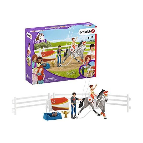 海外輸入 知育玩具 シュライヒホースクラブ 42443 Schleich Horse Club, Horse Toys for Girls and Boys, Mia's Vaulting Horse Set with Horse Figu...