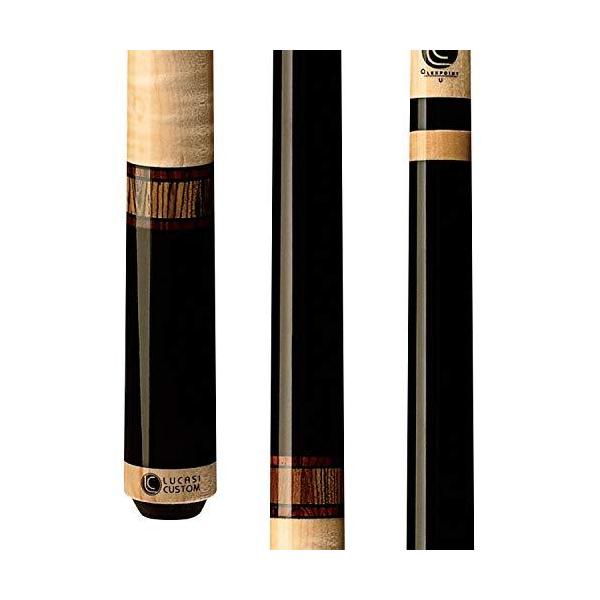 海外輸入品 ビリヤード LZC12 Lucasi Custom Mystic Black and Curly Maple Pool Cue with Cocobola and Snakewood Banded Rings, 20.5oz海外...
