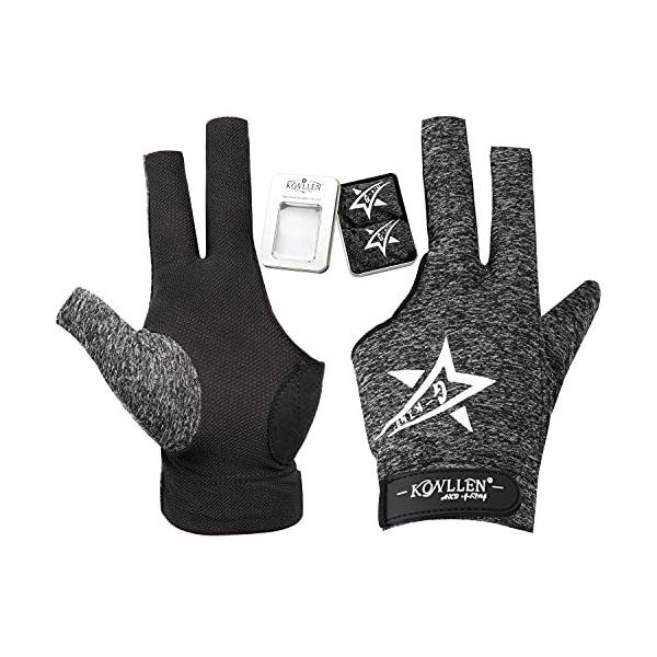 海外輸入品 ビリヤード  KONLLEN Billiards Gloves for Left Hand/Right Hand L/XL Pool Gloves Professional Non-Slip Adjustable Breatha...