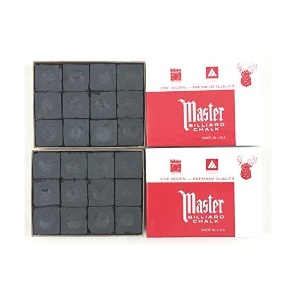海外輸入品 ビリヤード MST-BLK Made in the USA - 2 Boxes of Master Chalk - 24 Pieces for Pool Cues and Billiards Sticks Tips (Black...