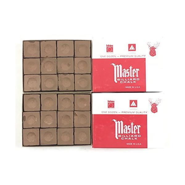 海外輸入品 ビリヤード GRG56771 Made in the USA - 2 Boxes of Master Chalk - 24 Pieces for Pool Cues and Billiards Sticks Tips (Brow...