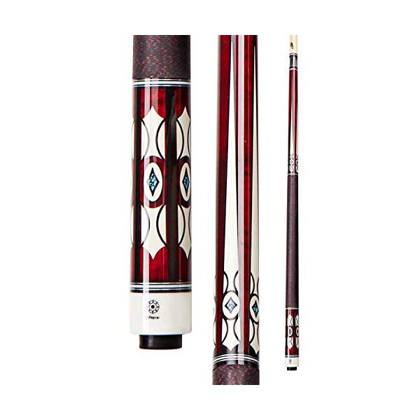 海外輸入品 ビリヤード COLLAPSAR-CH01RD-19 Collapsar CH01 Pool Cue with Soft Case,Burgundy Curly Maple with Cream Points and Turquo...