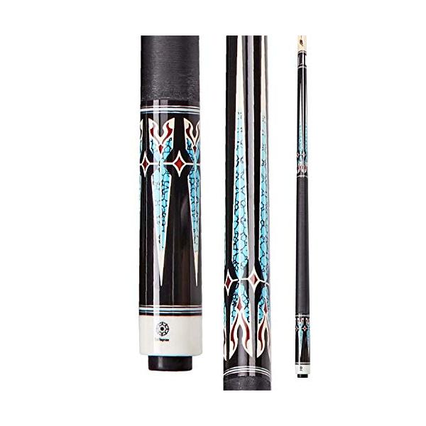 海外輸入品 ビリヤード  Collapsar CH04 Pool Cue with Soft Case,Enbony Stained with Turquoise and Cocobolo Dimond,Black Irish Linen ...