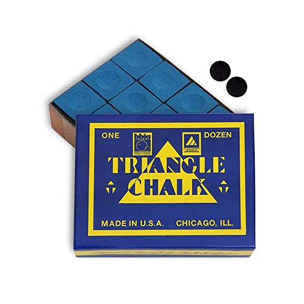 海外輸入品 ビリヤード  Triangle Billiard Pool Cue Chalk - 1 Dozen - Made in The USA + 2 pcs of Quality Billiard Pool Table Spots (...