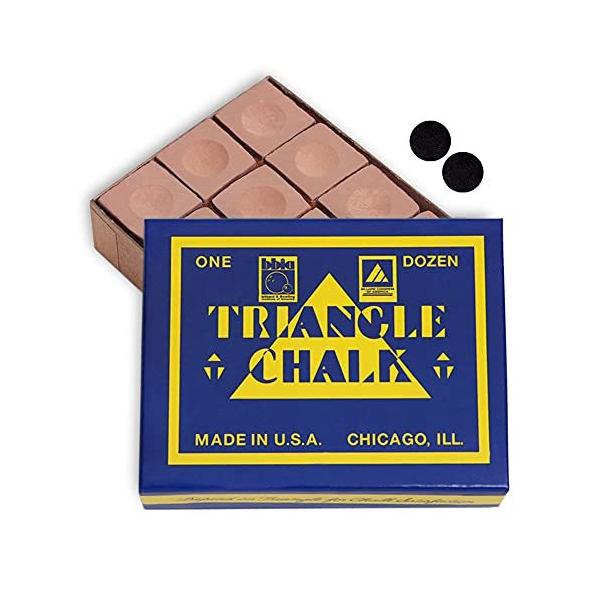 海外輸入品 ビリヤード  Triangle Billiard Pool Cue Chalk - 1 Dozen - Made in The USA + 2 pcs of Quality Billiard Pool Table Spots (...